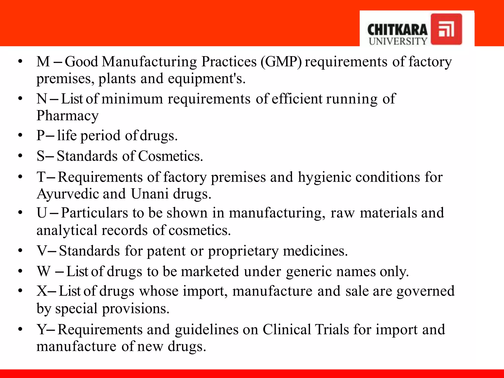 Manufacturing of drugs and cosmetics and schedule M DRA.pptx