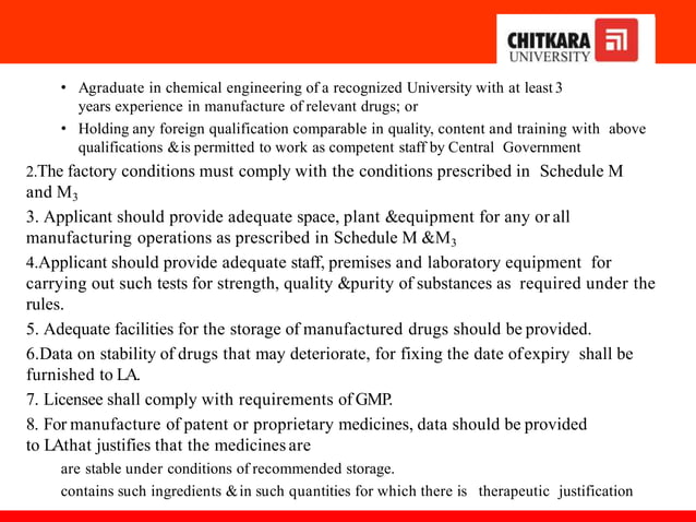 Manufacturing of drugs and cosmetics and schedule M DRA.pptx ...
