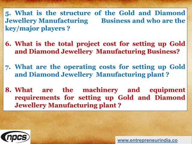Manufacturing of gold and diamond jewellery | PPTX