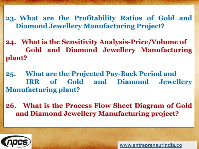 Manufacturing of gold and diamond jewellery | PPTX