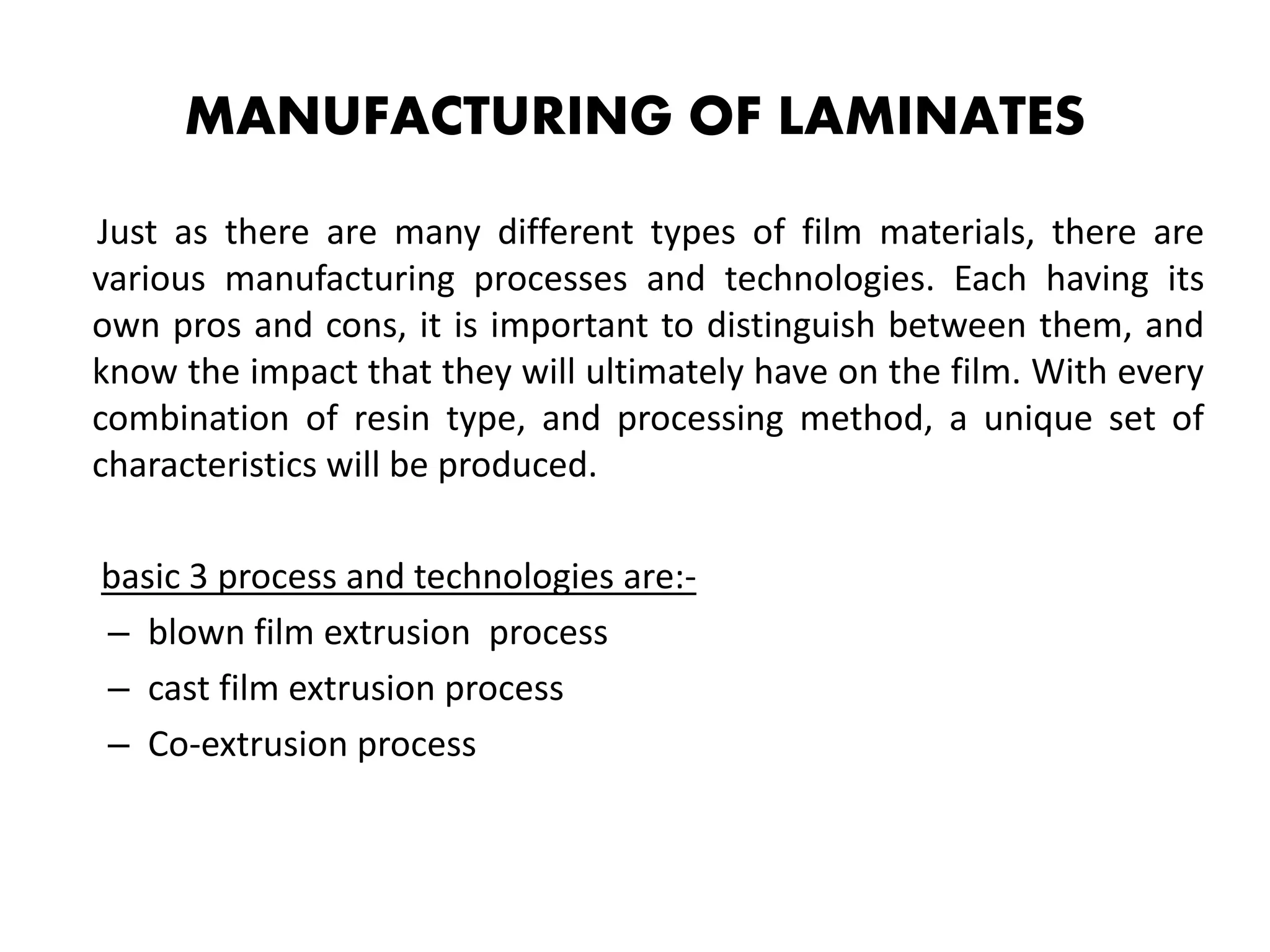 Manufacturing of laminates | PPTX
