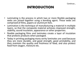 Manufacturing of laminates | PPTX