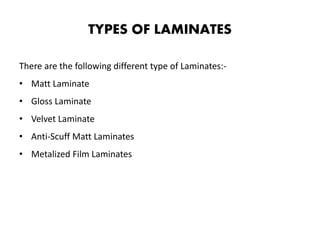 Manufacturing of laminates | PPTX