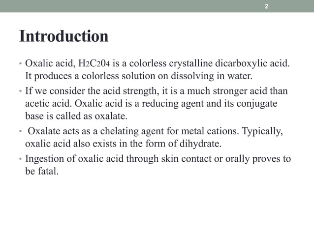 Manufacturing of oxalic acid | PPTX