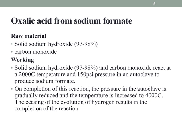 Manufacturing of oxalic acid | PPTX
