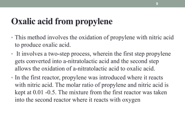 Manufacturing of oxalic acid | PPTX