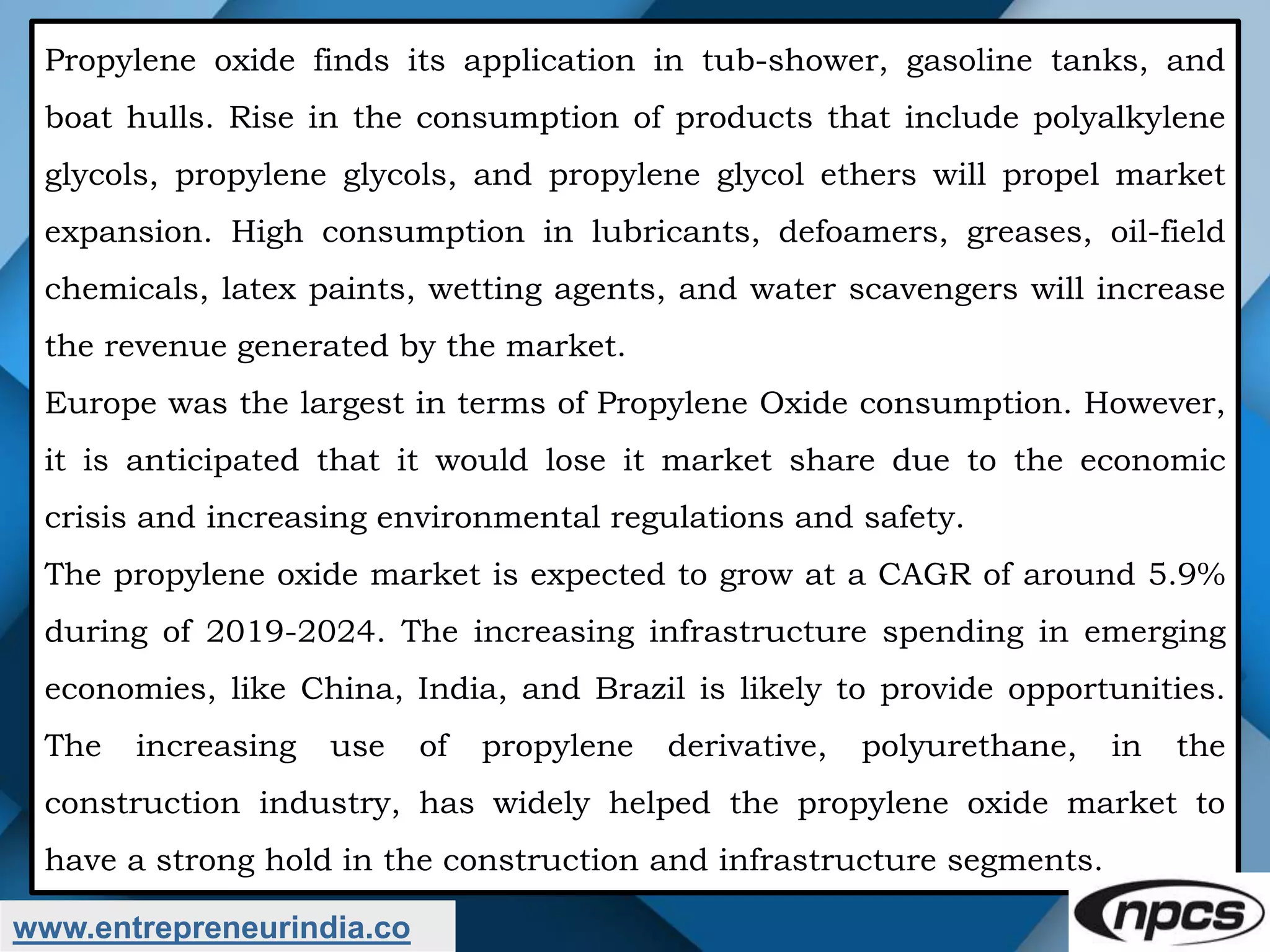 Manufacturing of propylene oxide | PPTX