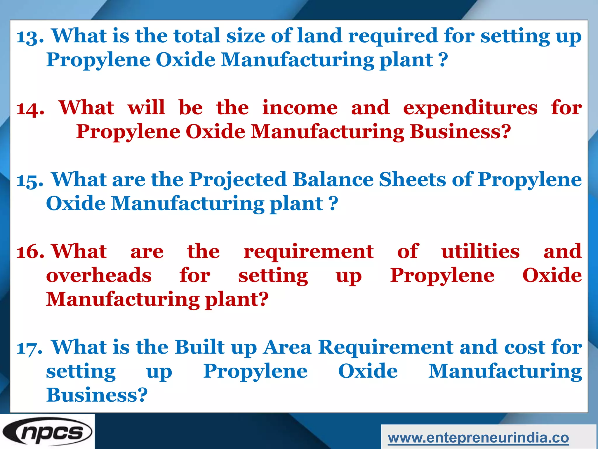 Manufacturing of propylene oxide | PPTX