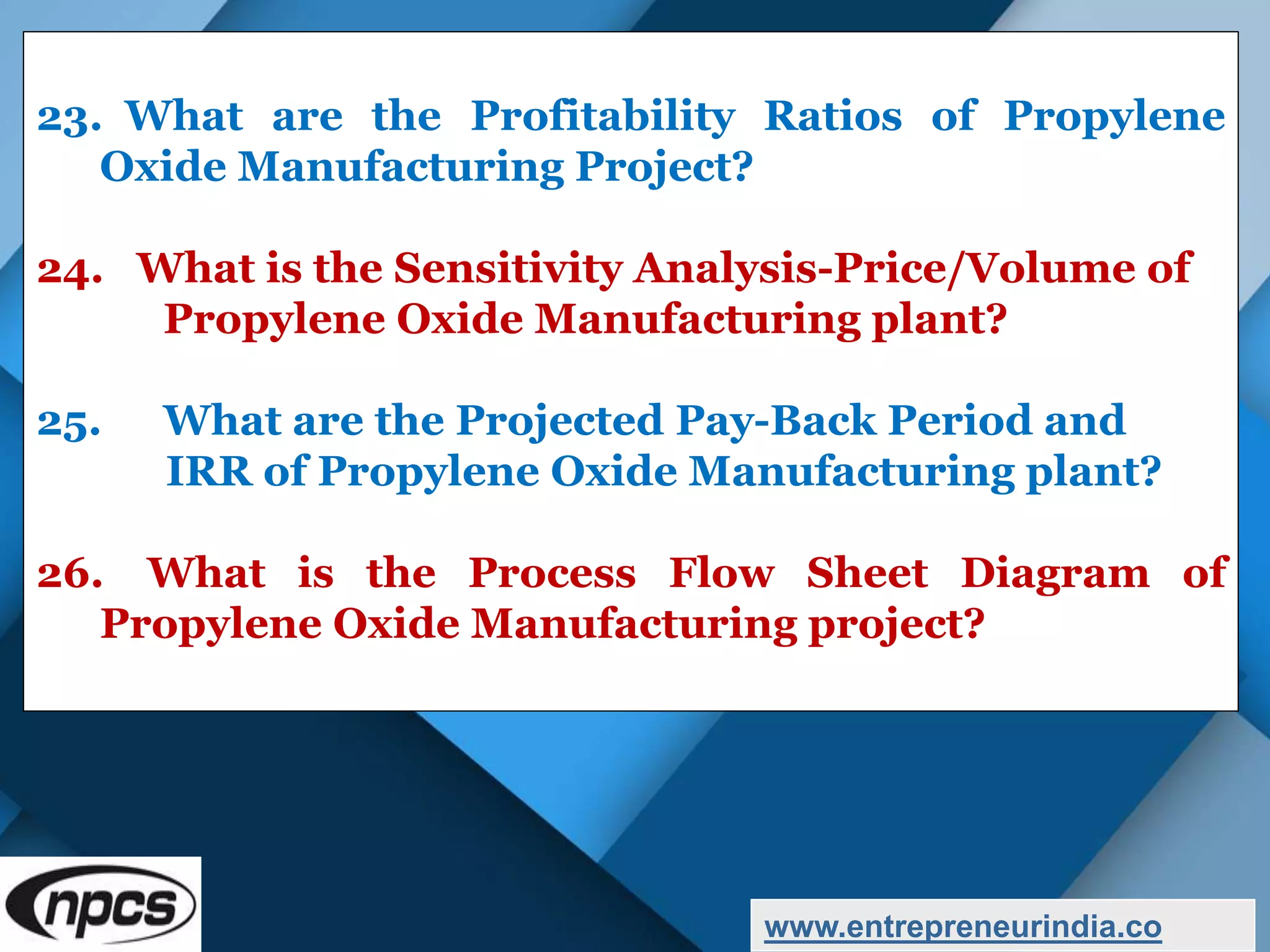 Manufacturing of propylene oxide | PPTX