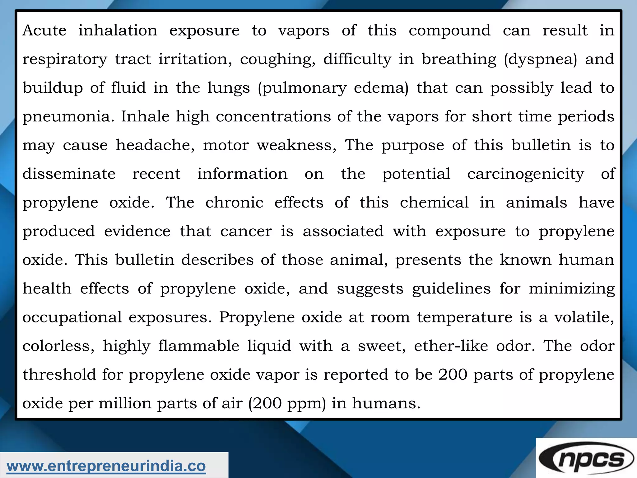 Manufacturing of propylene oxide | PPTX