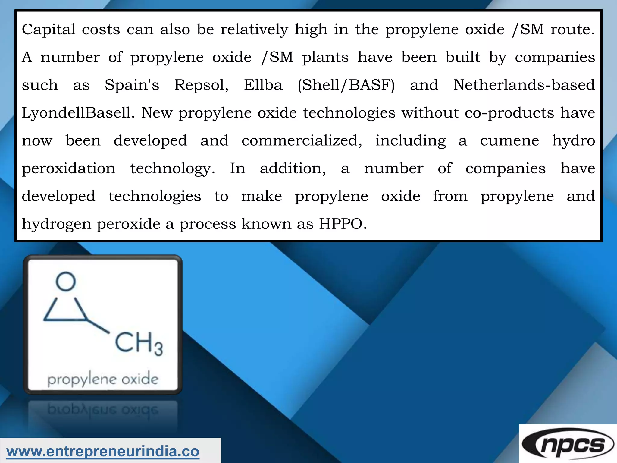 Manufacturing of propylene oxide | PPTX