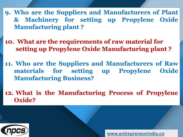 Manufacturing of propylene oxide | PPTX | Commodities | Economy
