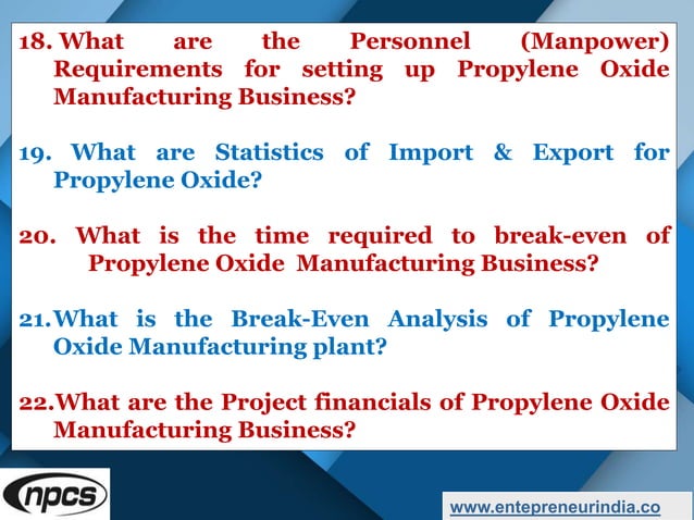 Manufacturing Of Propylene Oxide Ppt