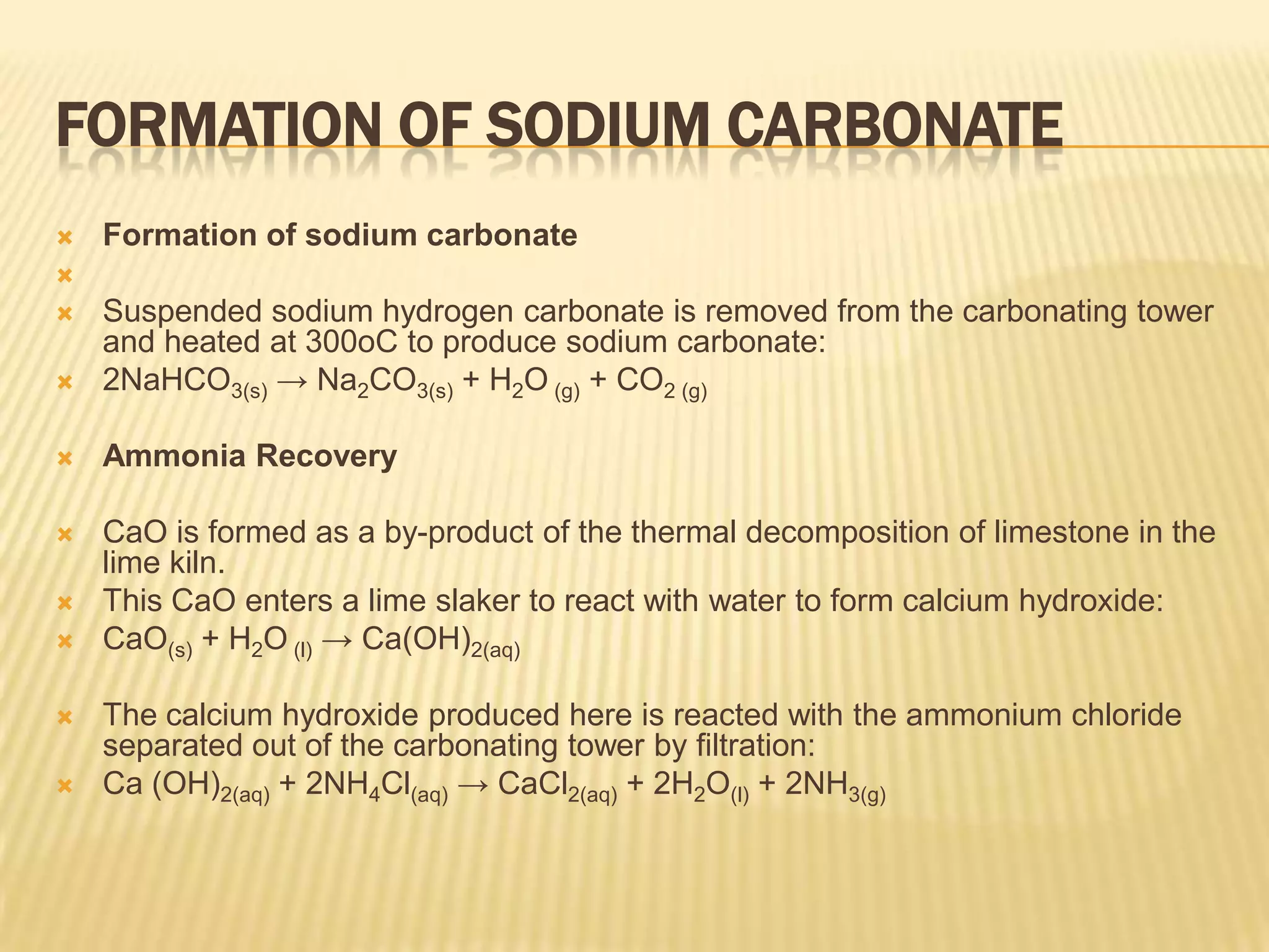 Manufacturing of sodium carbonate using solvay process | PPTX
