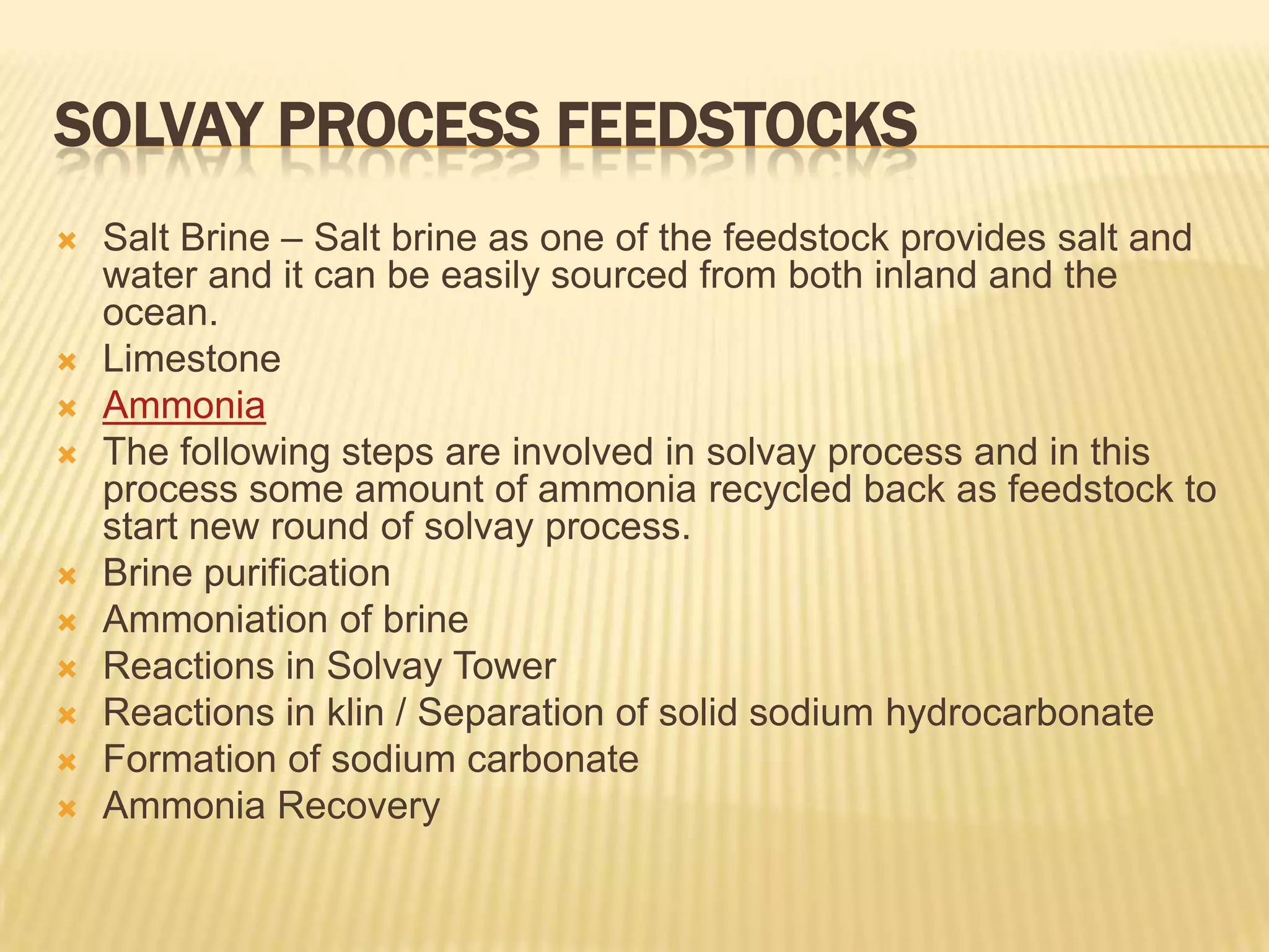 Manufacturing of sodium carbonate using solvay process | PPTX