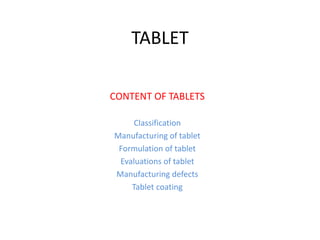 Manufacturing of tablet | PPTX