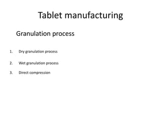 Manufacturing of tablet | PPTX