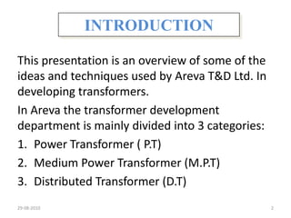 Areva "Manufacturing of transformer, uses & it’s accessories" | PPTX