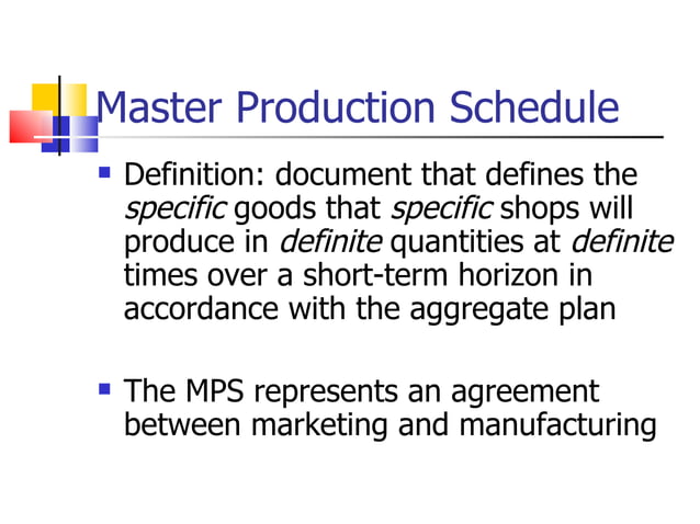 Manufacturing planning & control (mpc) system | PPT