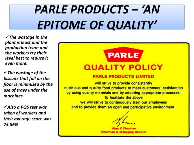 Manufacturing process of Parle | PPTX
