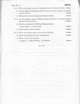 Manufacturing process-II Question papers | PDF