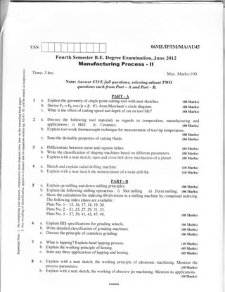 Manufacturing process-II Question papers | PDF