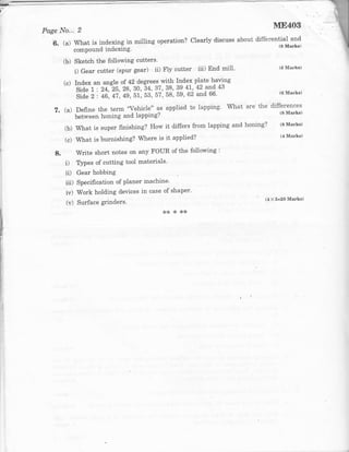 Manufacturing process-II Question papers | PDF