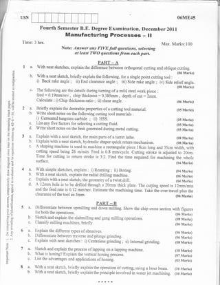 Manufacturing process-II Question papers | PDF