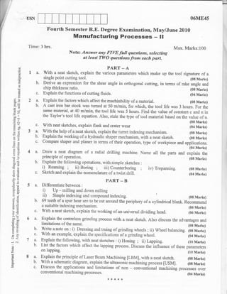 Manufacturing process-II Question papers | PDF