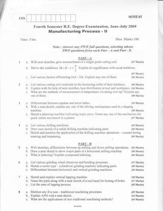 Manufacturing process-II Question papers | PDF