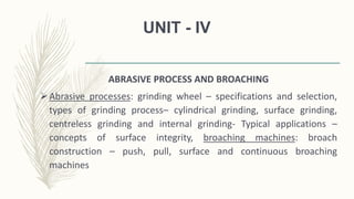 MANUFACTURING PROCESS-II UNIT-4 ABRASIVE PROCESS | PPT