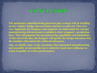 Manufacturing process & assembly of automobile | PPT