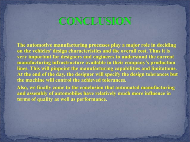 Manufacturing process & assembly of automobile | PPT | Manufacturing ...