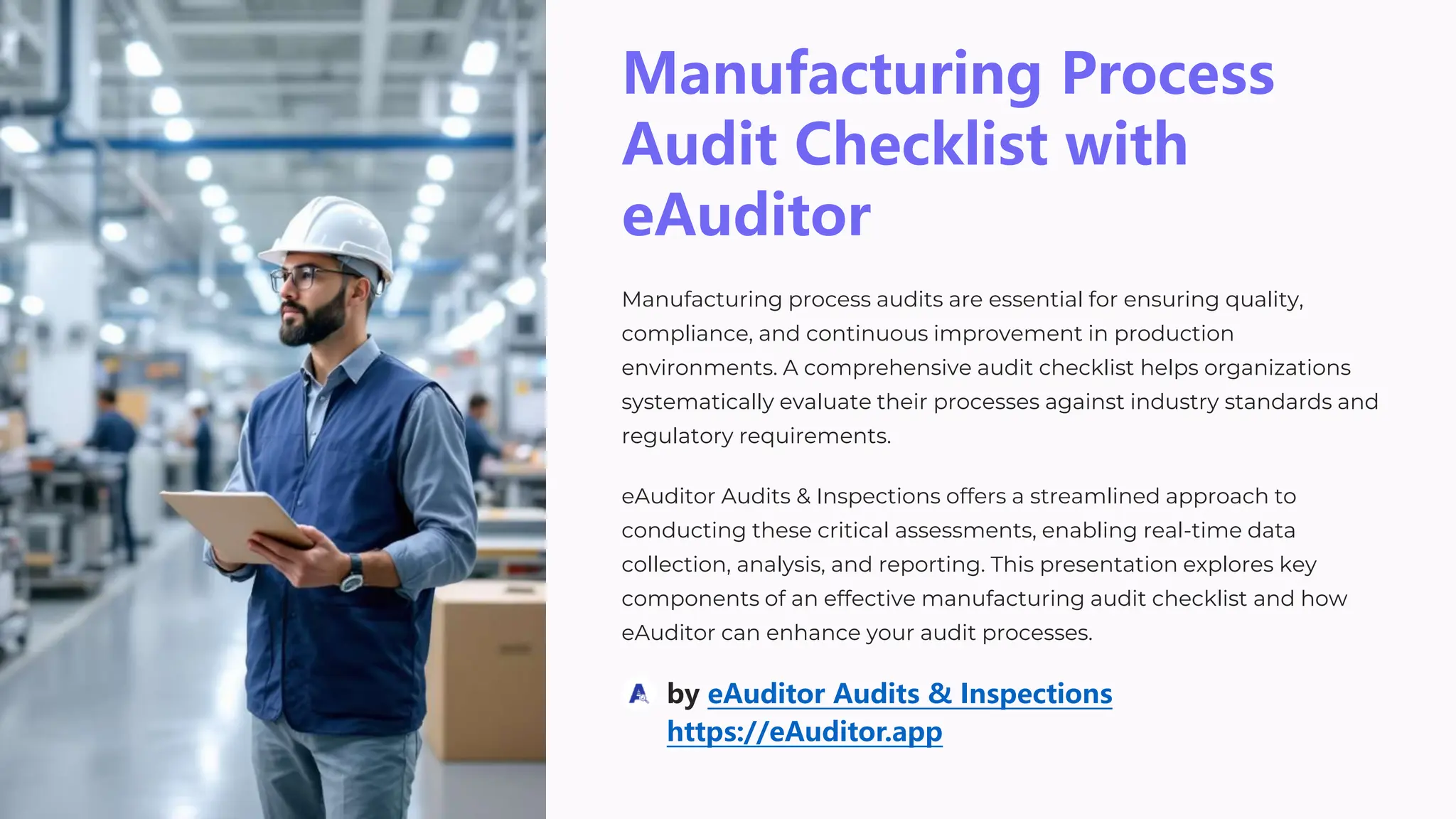 Manufacturing process audit checklist with eAuditor | PDF