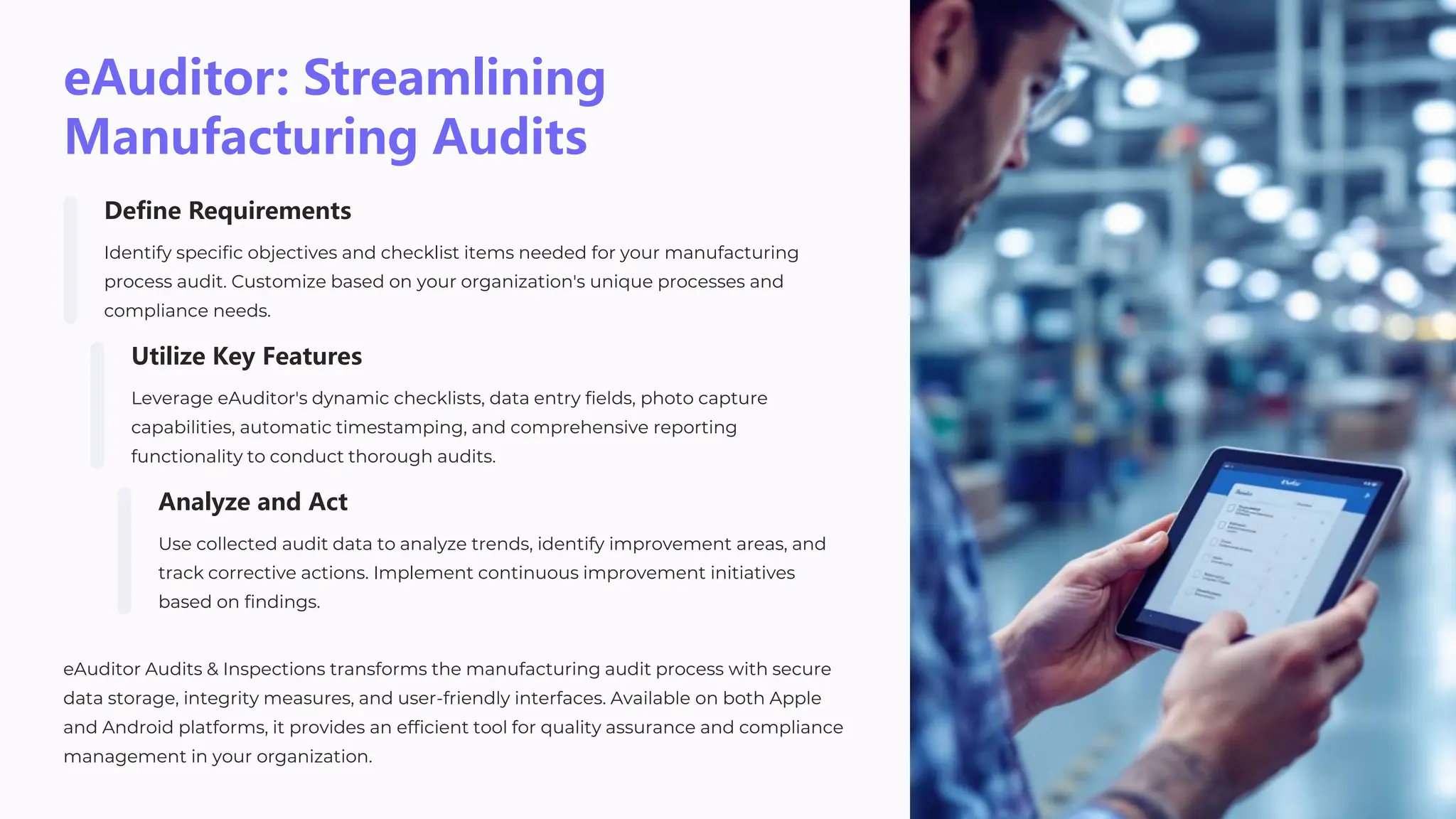 Manufacturing process audit checklist with eAuditor | PPT