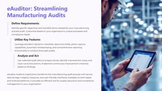 Manufacturing process audit checklist with eAuditor | PPT