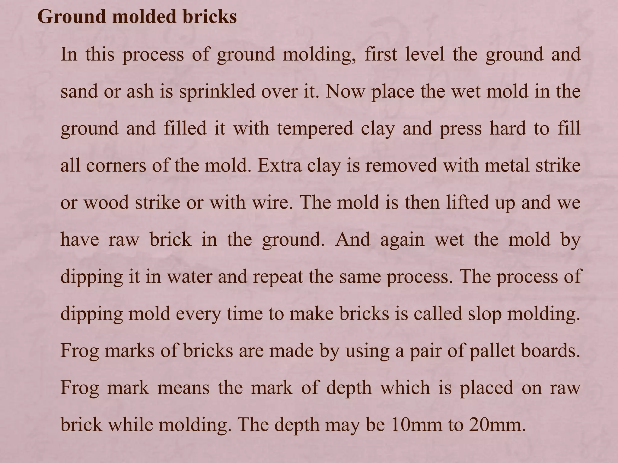 Manufacturing process of bricks | PPT