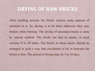 Manufacturing process of bricks | PPT