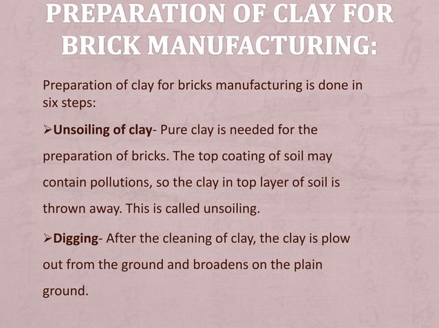 Manufacturing process of bricks | PPT | Woodworking | Arts and Crafts