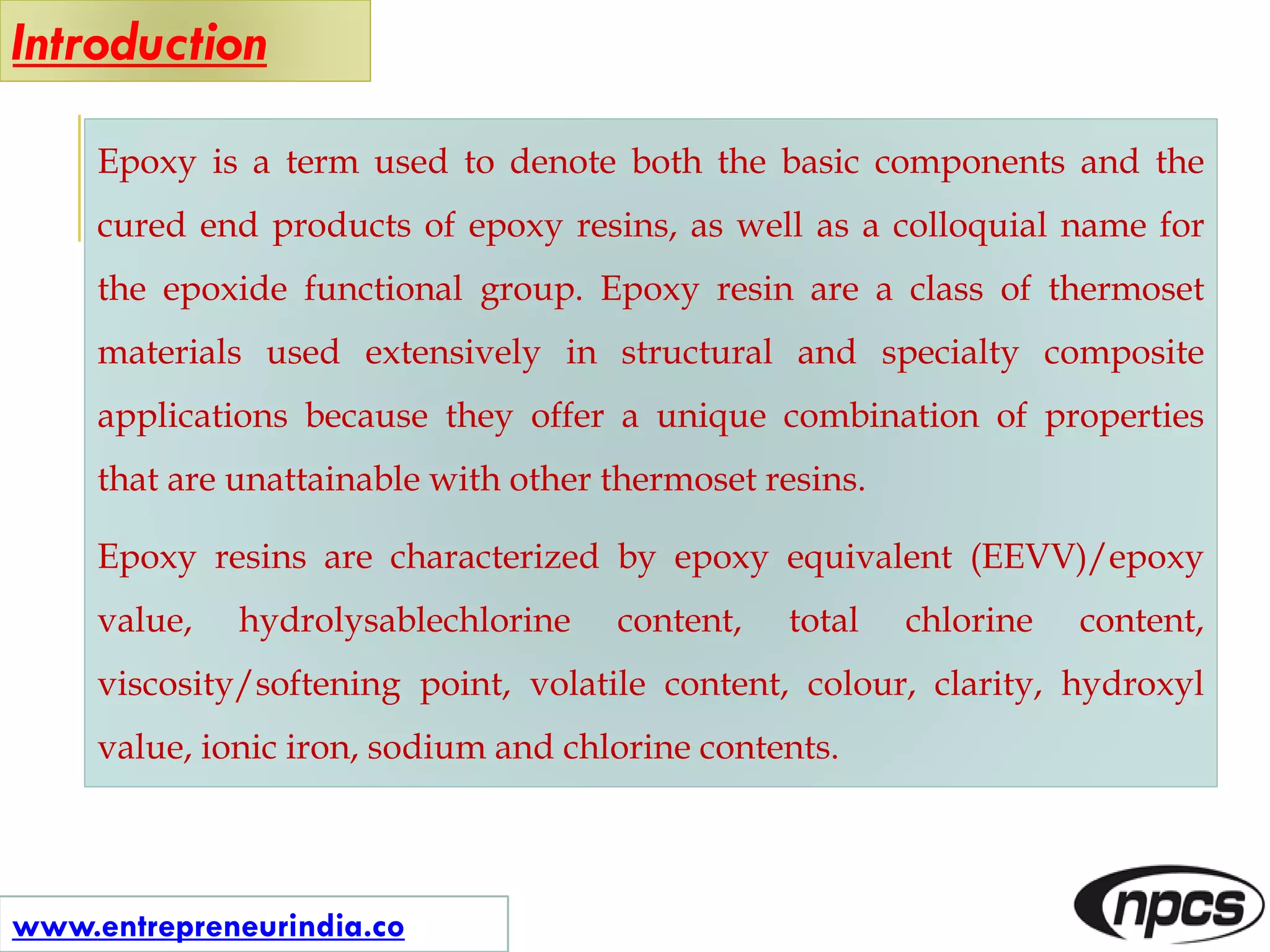 Manufacturing Process of Epoxy Resins with Formulation (Synthesis ...