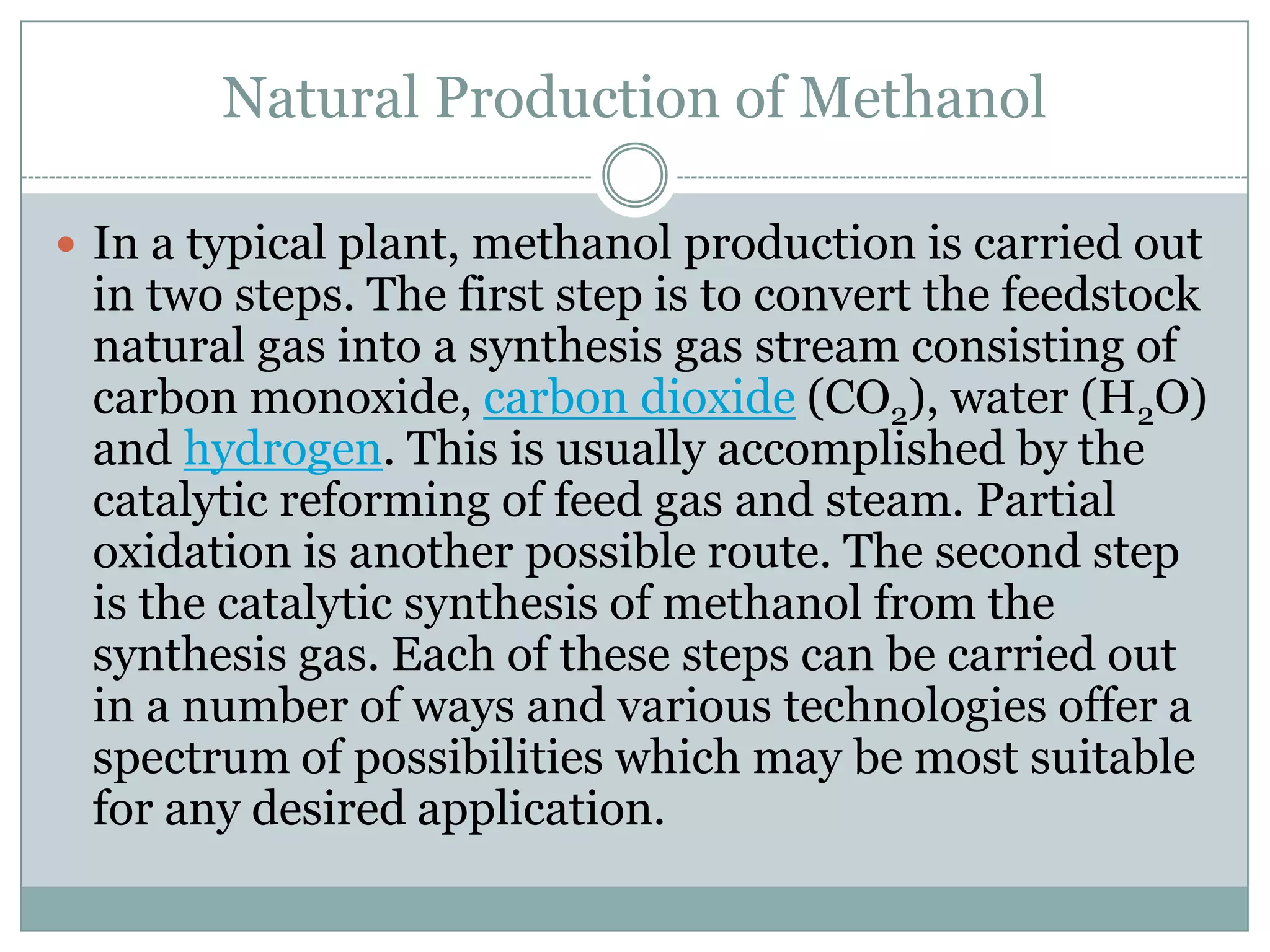 Manufacturing process of methanol | PPTX