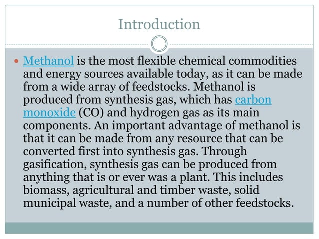 Manufacturing process of methanol | PPTX | Chemistry | Science