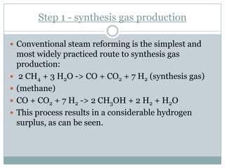Manufacturing process of methanol | PPTX