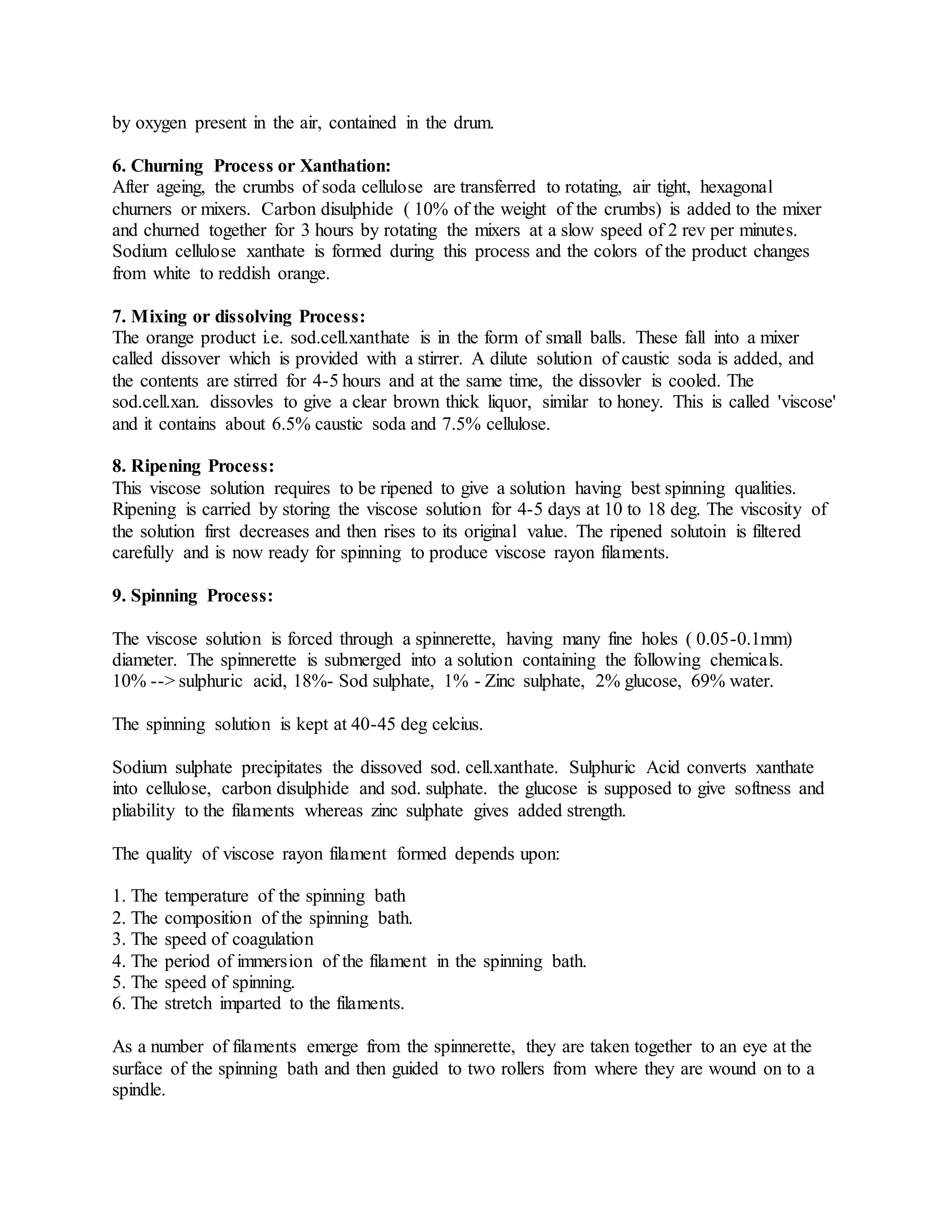 Manufacturing process of viscose rayon | DOCX