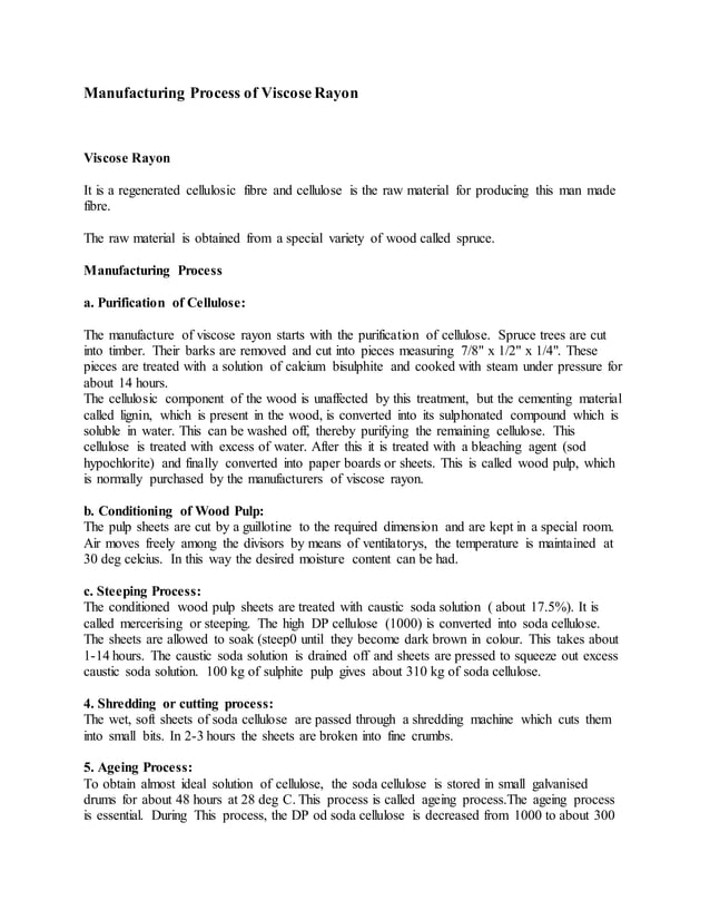 Manufacturing process of viscose rayon | DOCX