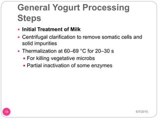 Manufacturing process of yogurt and dahi | PPTX
