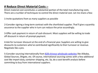 Manufacturing Cost Reduction Project ppt | PPTX