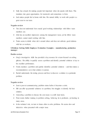 Manufacturing production manager performance appraisal | DOCX