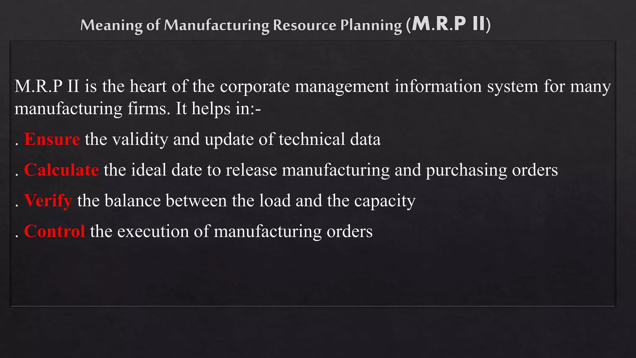Manufacturing resource planning and capacity resource planning ppt | PPTX