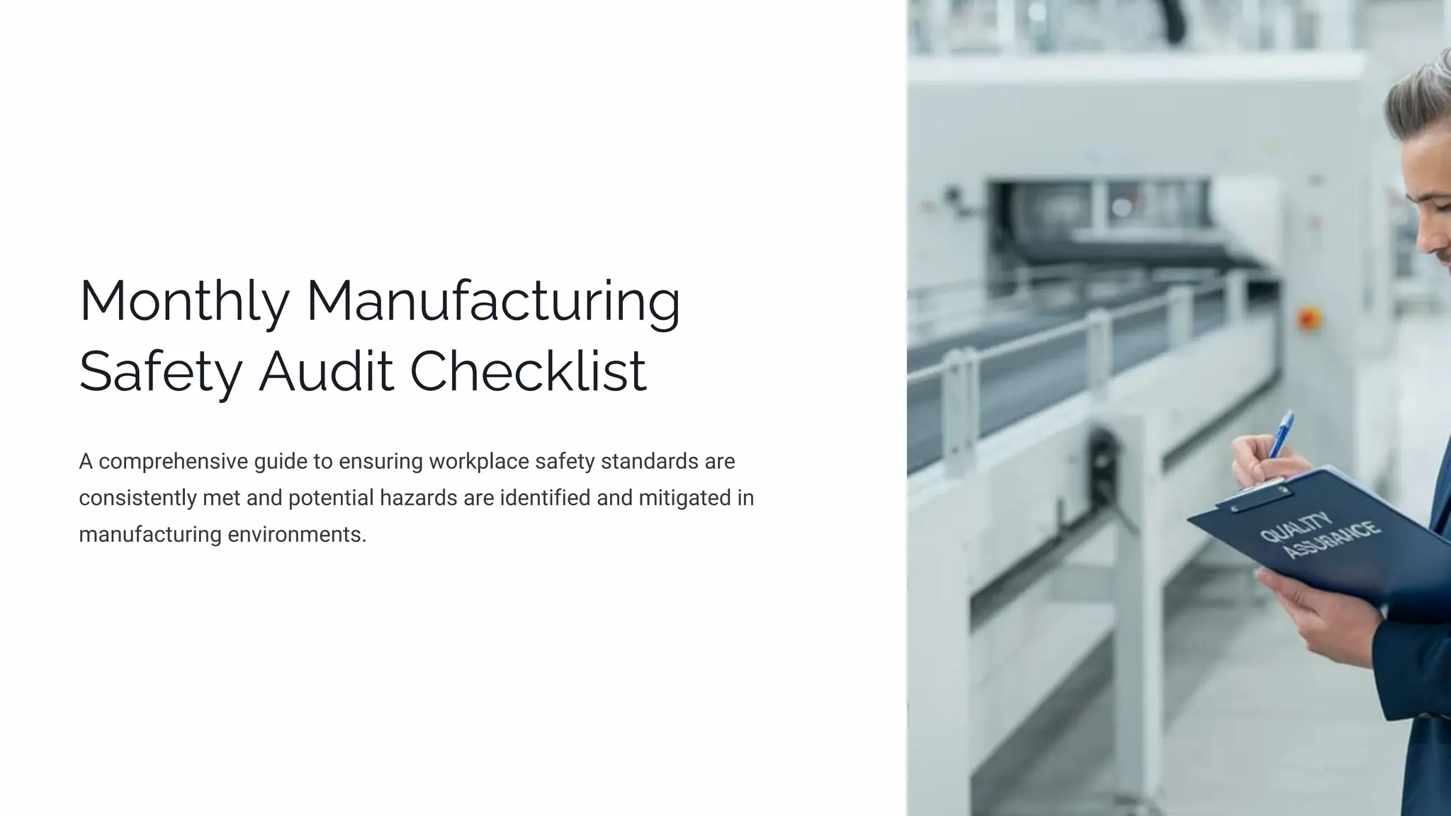 Manufacturing Safety Audit Checklist with eAuditor Audits & Inspections | PDF